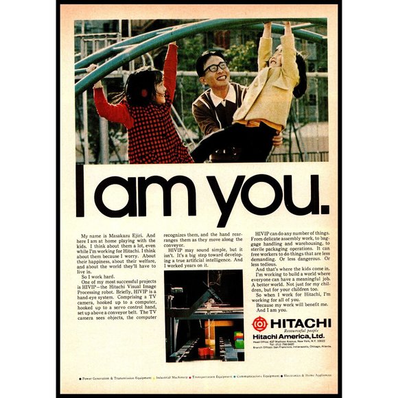 Hitachi | Art | 973 Hitachi America Vintage Print Ad Japanese Kids ...